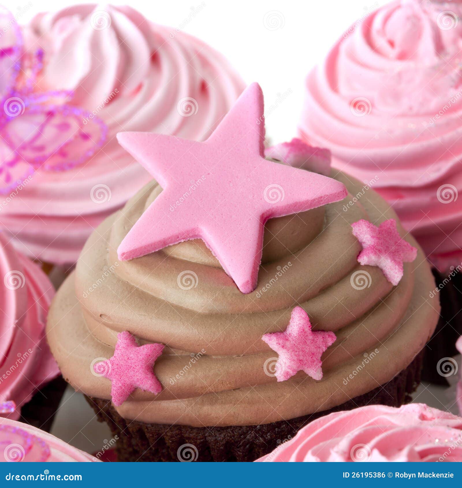 Chocolate Cupcake with Pink Stars Stock Photo - Image of decorated ...