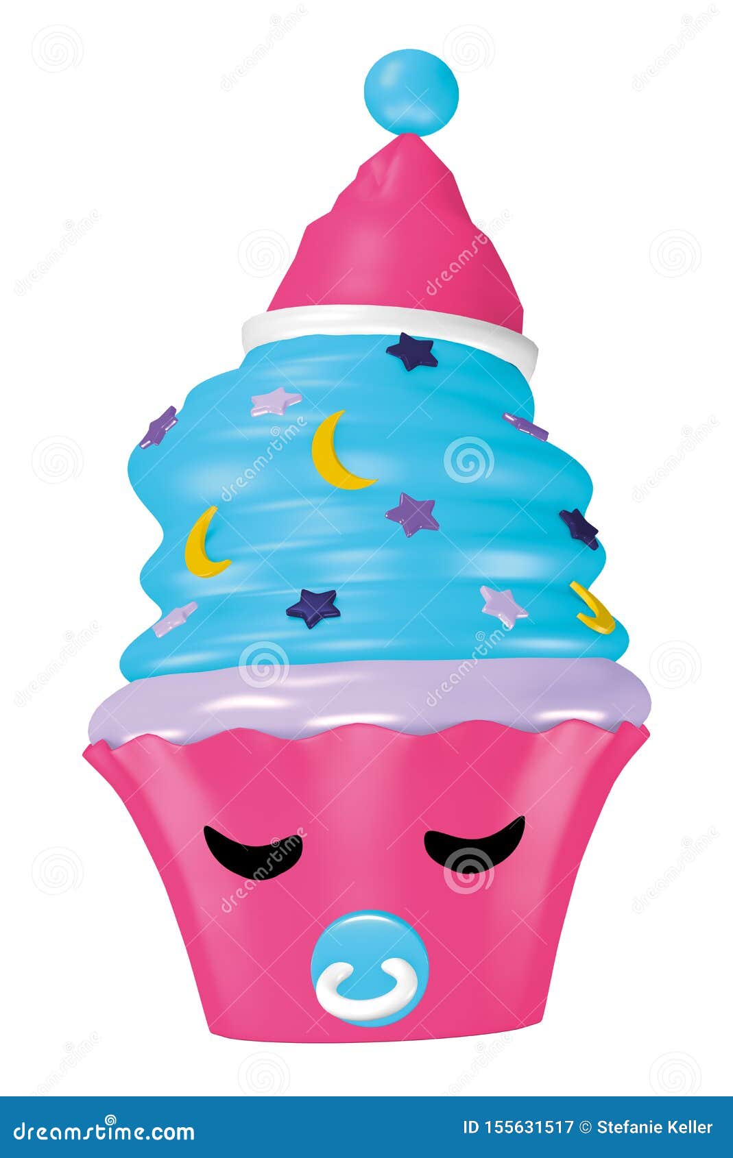 Kawaii Cupcake As a Sleeping Character Stock Illustration ...