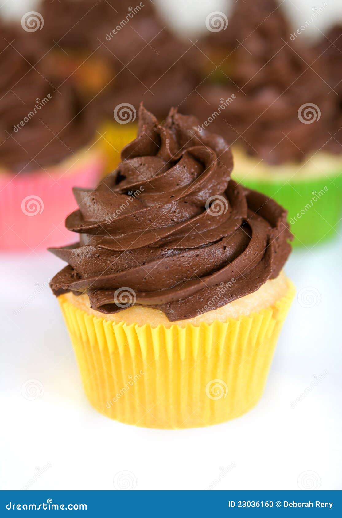 Chocolate Cupcake in Yellow Wrapper Stock Photo - Image of homemade ...