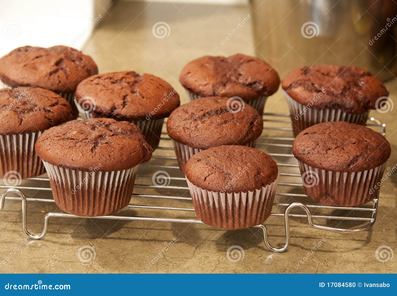 Chocolate Cupcakes on Cooling Rack Stock Photo - Image of birthday ...