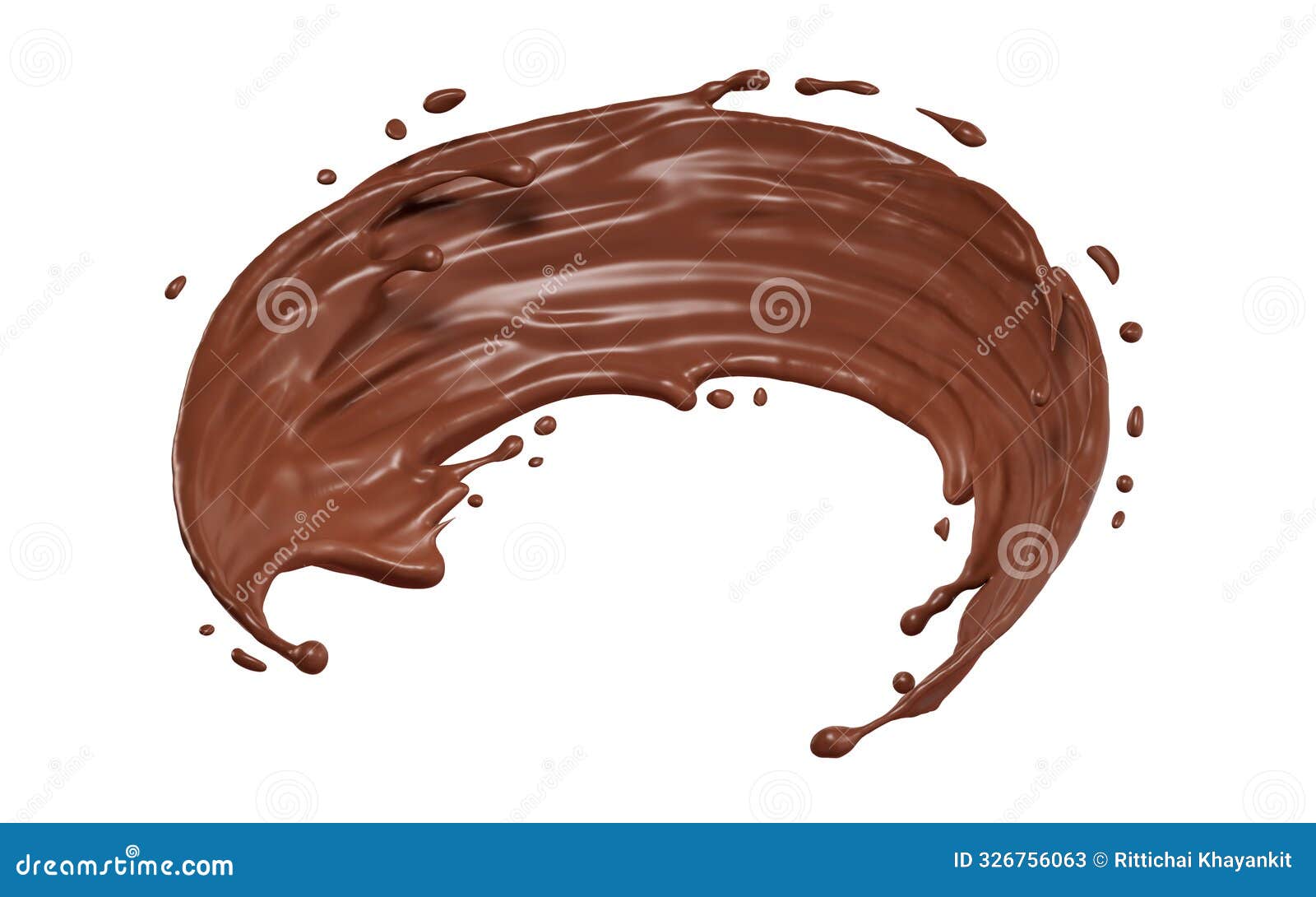 Chocolate Curved Waves Isolated Splashes Wave. 3D Render Illustration ...