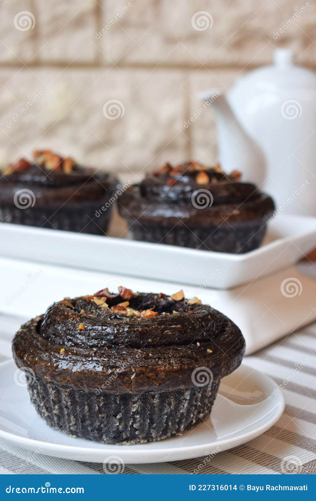 Chocolate Danish Pastry Served on White Plate Stock Photo - Image of ...