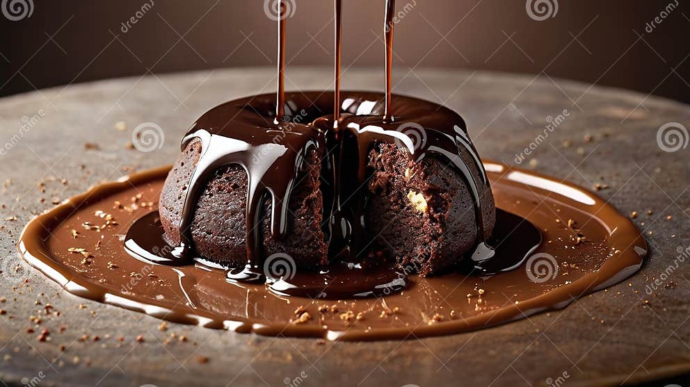 A Chocolate Dessert with a Chocolate Drizzle on Top Stock Illustration ...