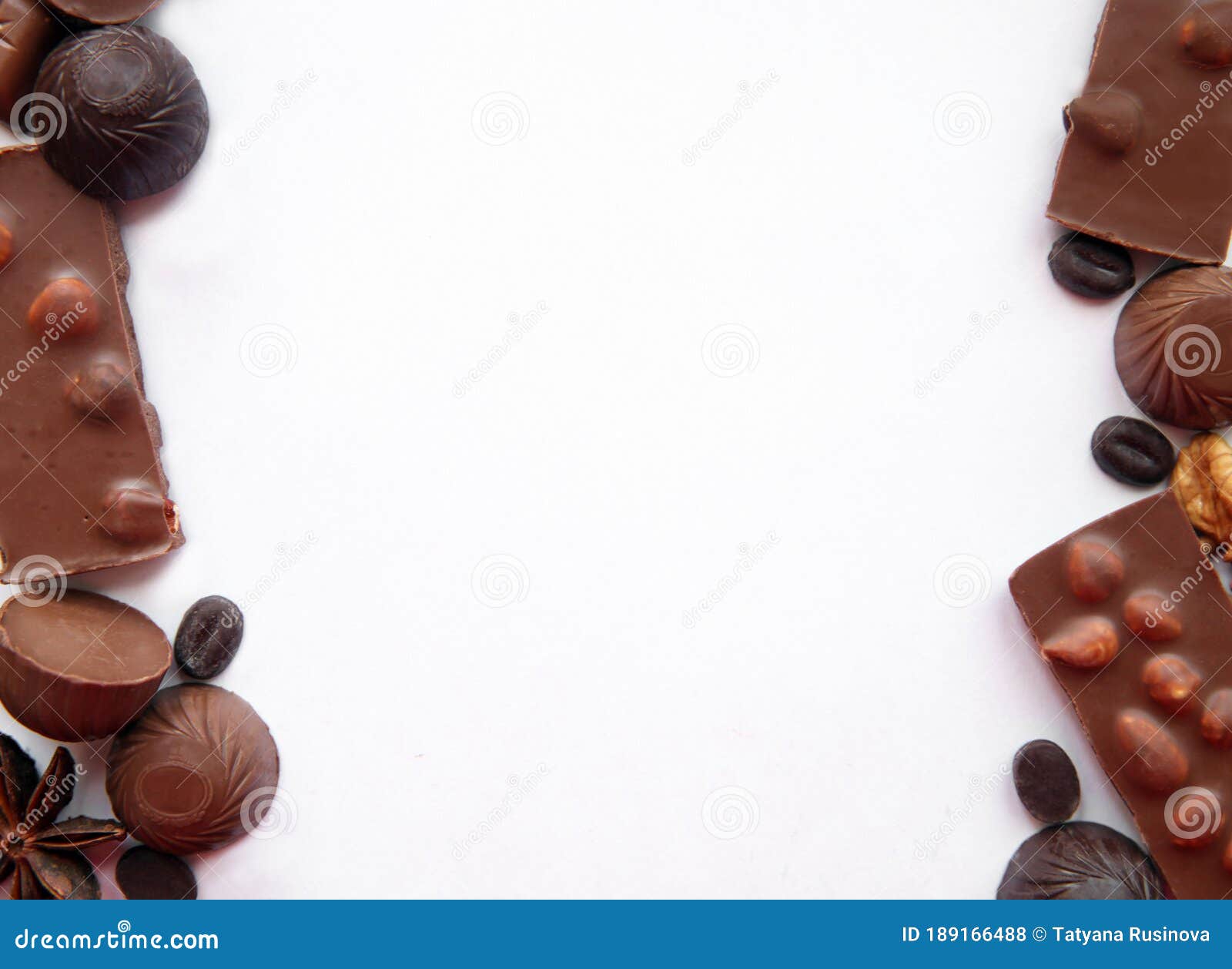 Chocolate of Different Varieties, with Nuts on a White Background, Top ...
