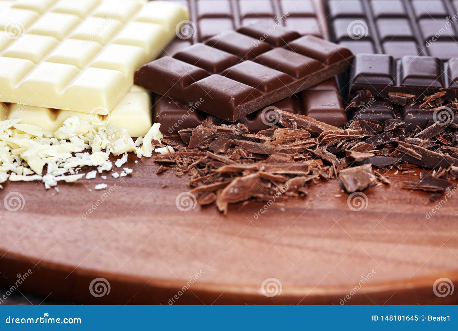 Chocolate in Diffrent Color. Milk, Dark and White Chocolate Bars on ...