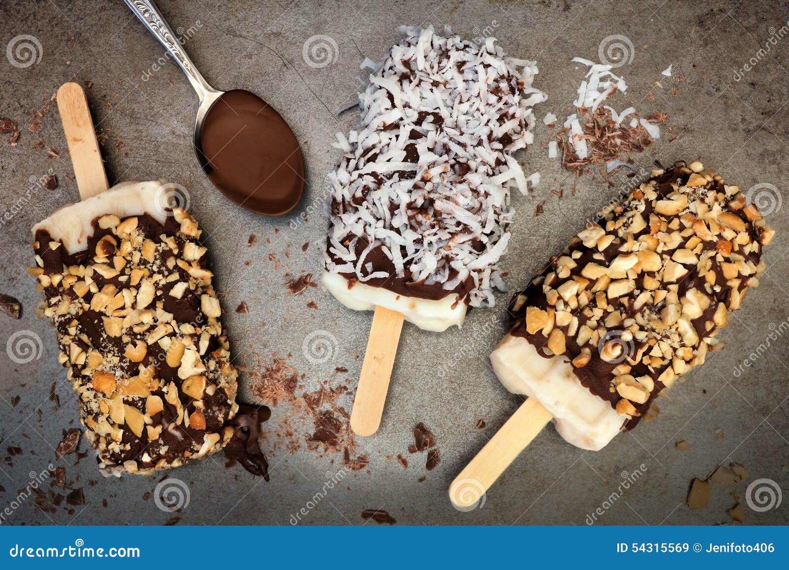 Chocolate Dipped Popsicles on a Rustic Dark Background Stock Image ...
