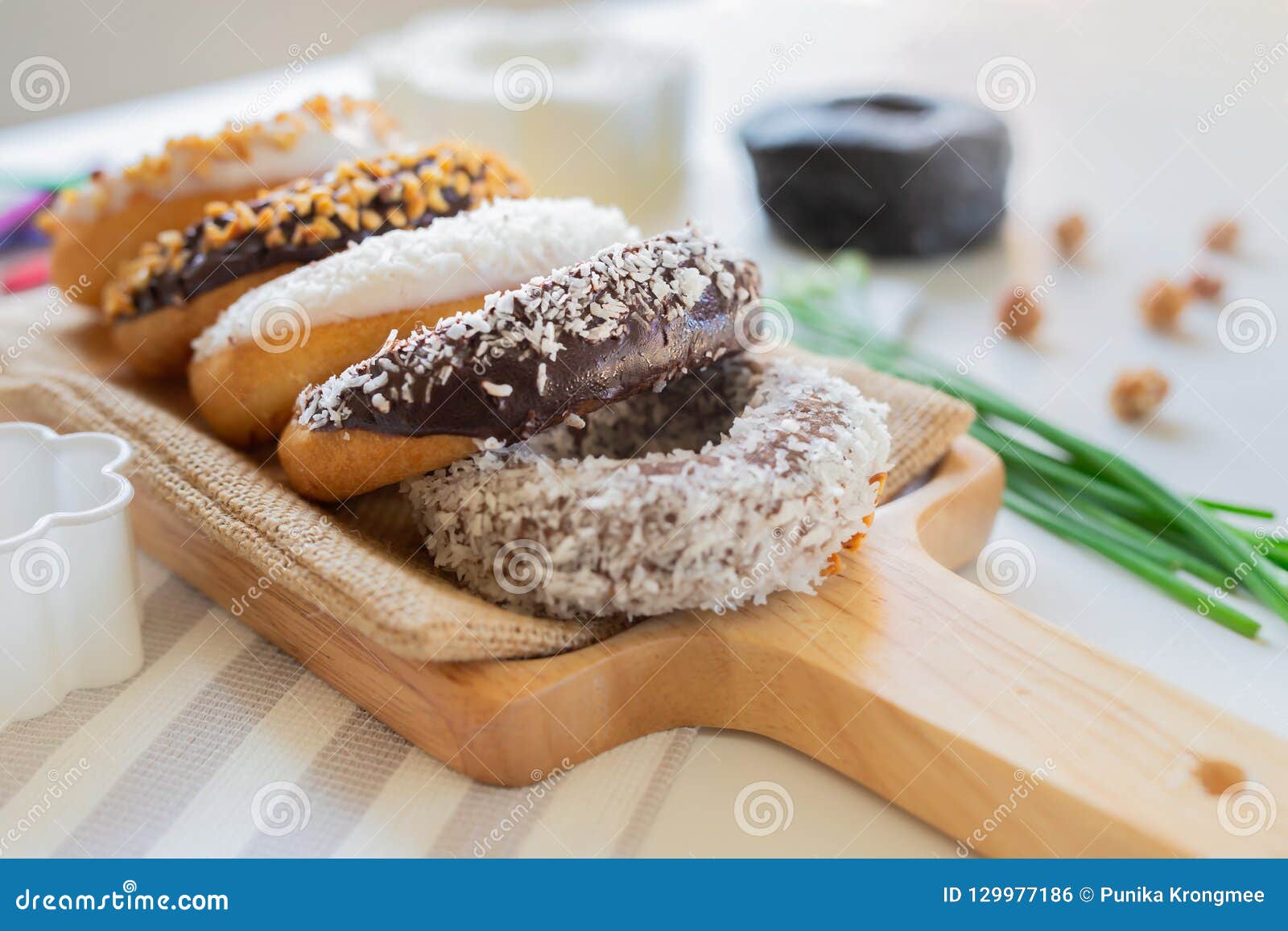 Chocolate Donut bread stock photo. Image of breakfast - 129977186