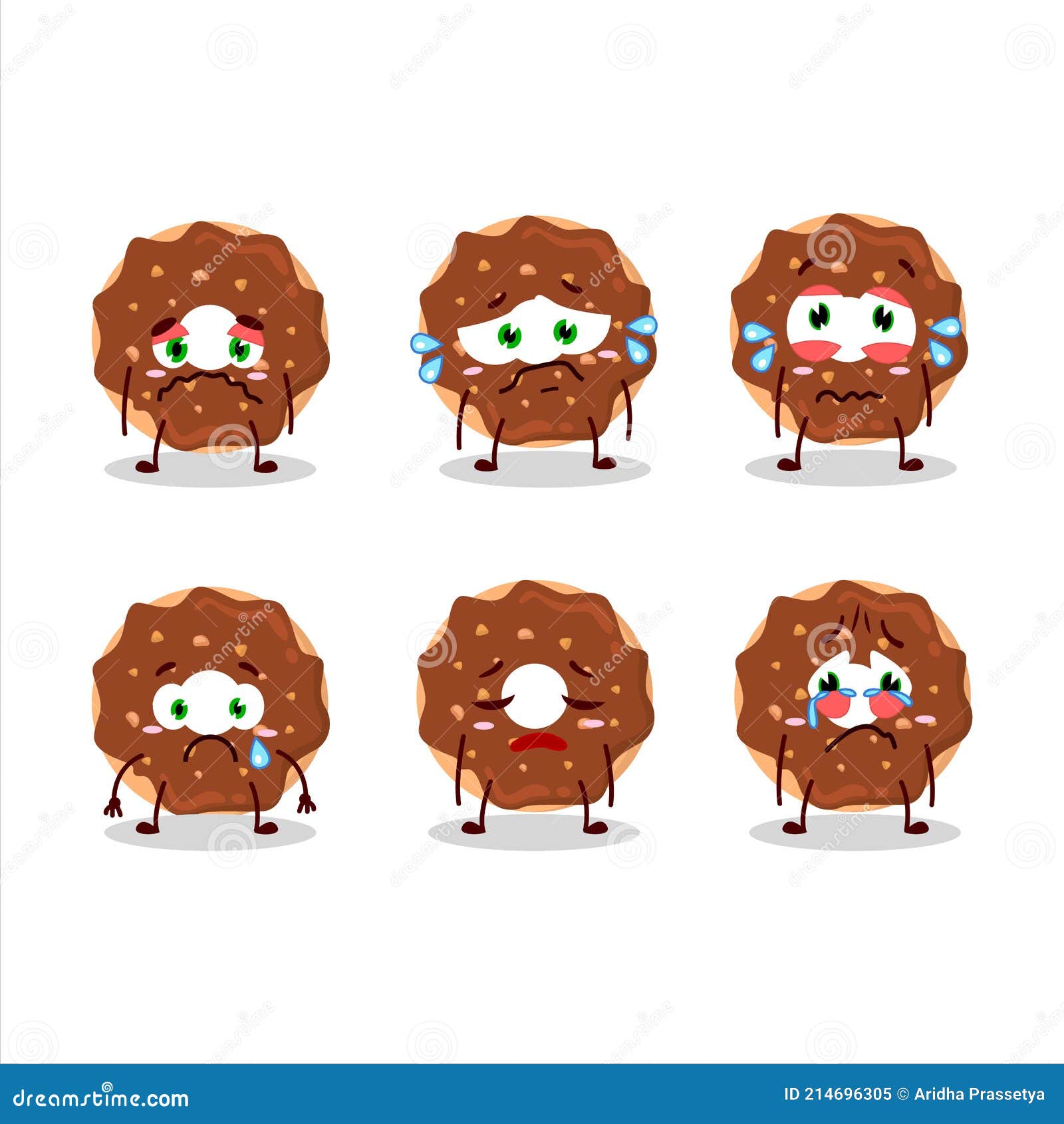 Chocolate Donut Cartoon Character with Sad Expression Stock Vector ...