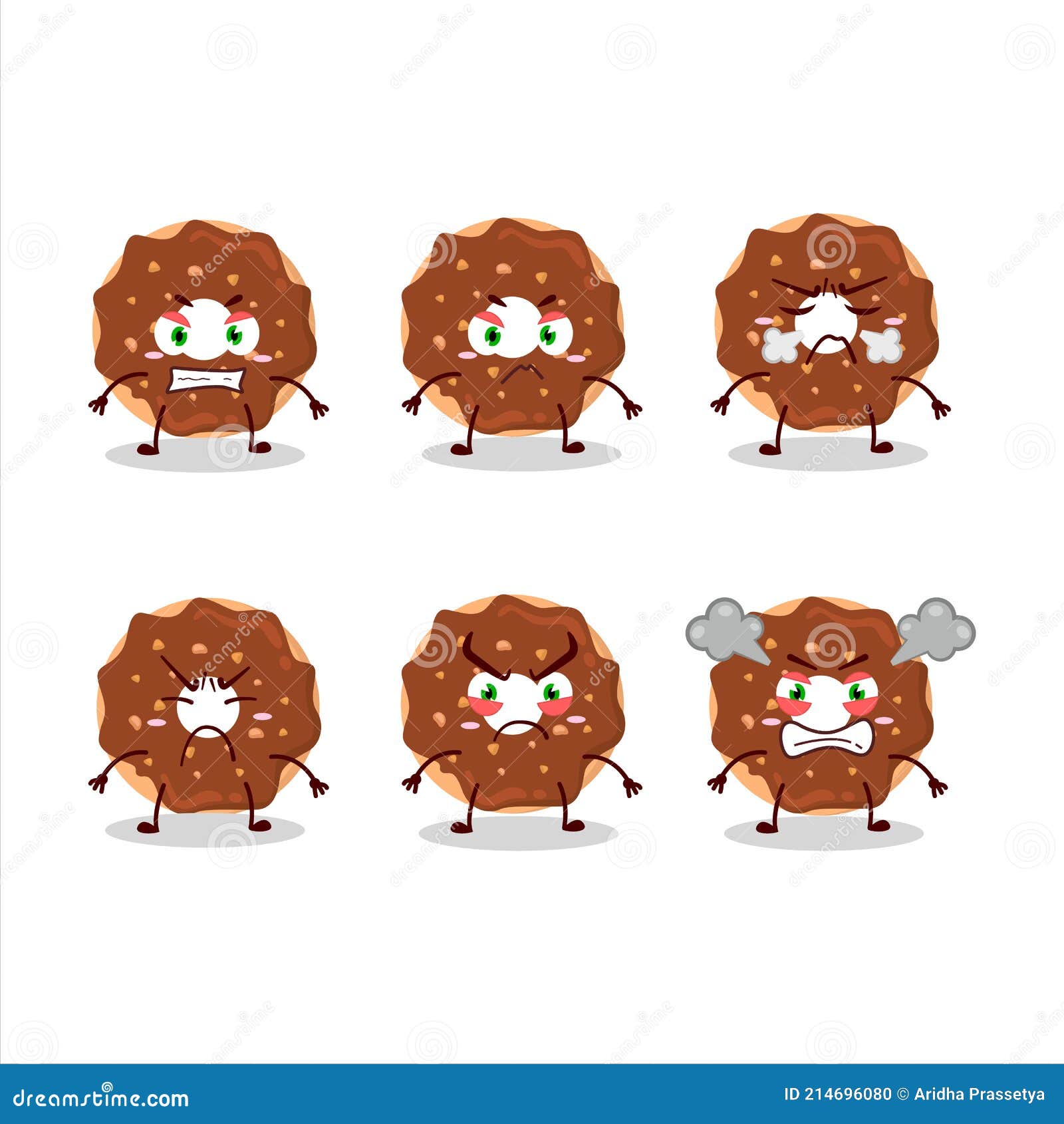 Chocolate Donut Cartoon Character with Various Angry Expressions Stock ...