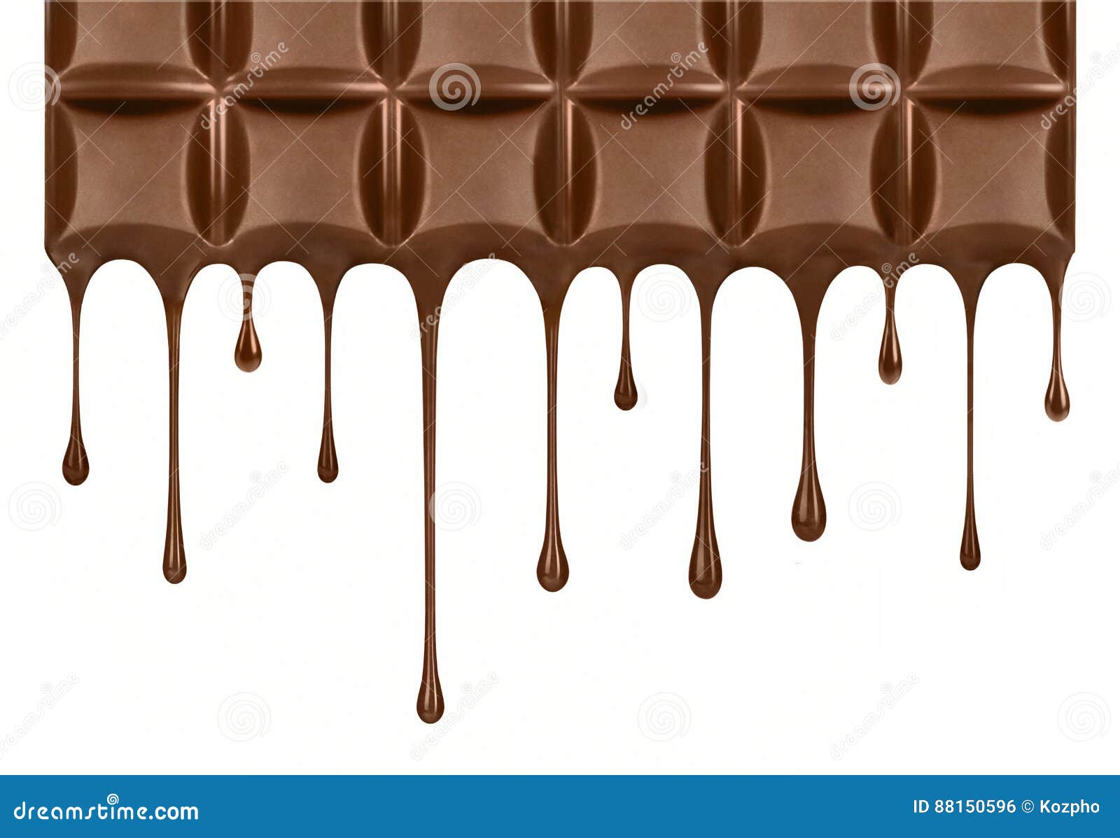Chocolate Dripping From Chocolate Bar Isolated On White Stock Photo ...