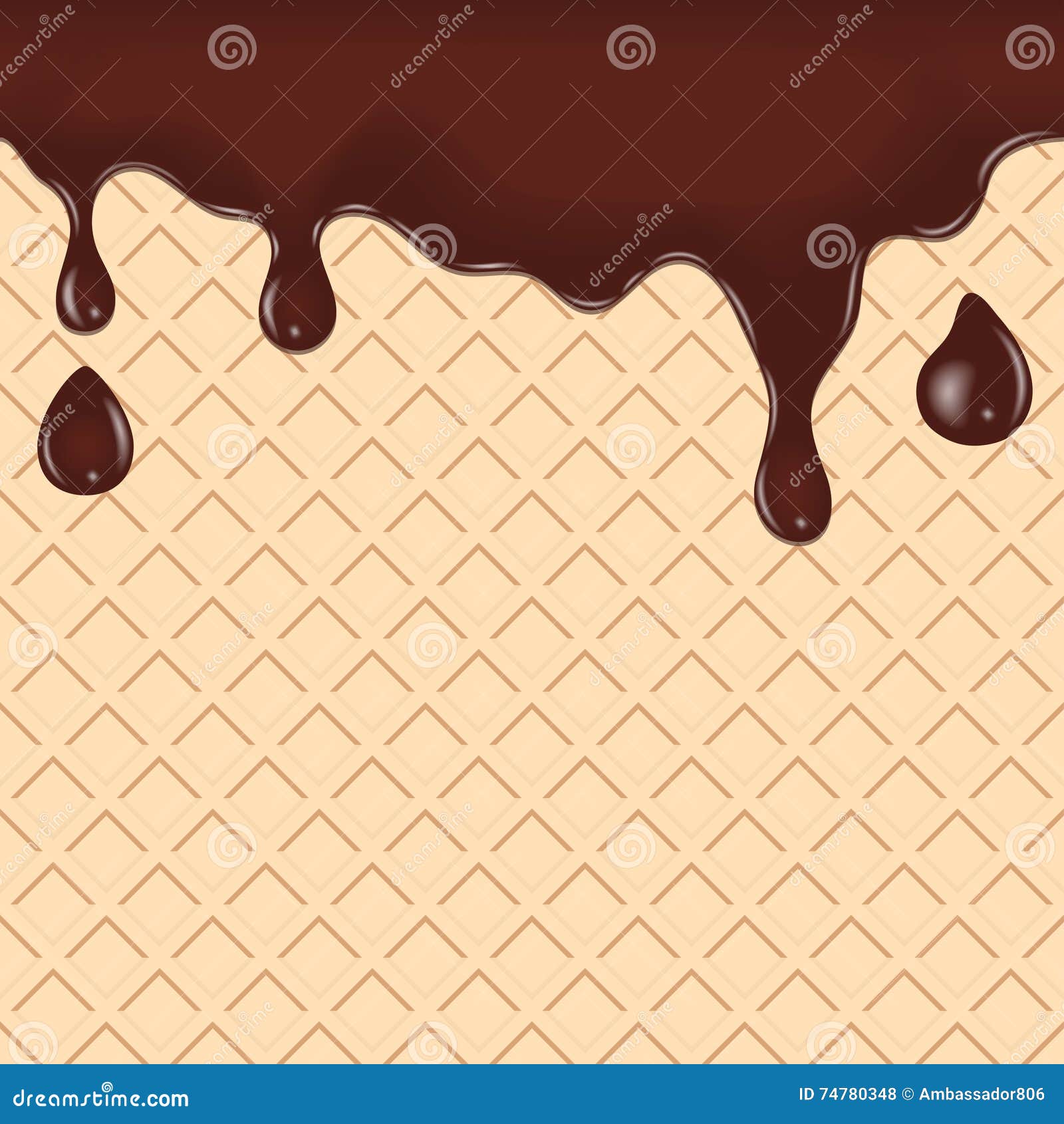 Chocolate Dripping on Waffle Stock Vector - Illustration of chocolate ...