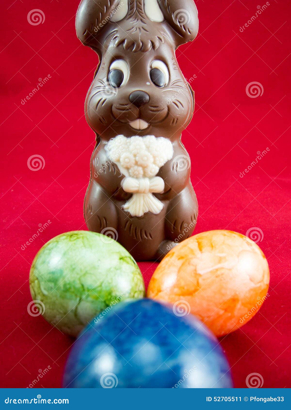 Chocolate Easter Bunny and Eggs Stock Image - Image of colorful, rabbit ...