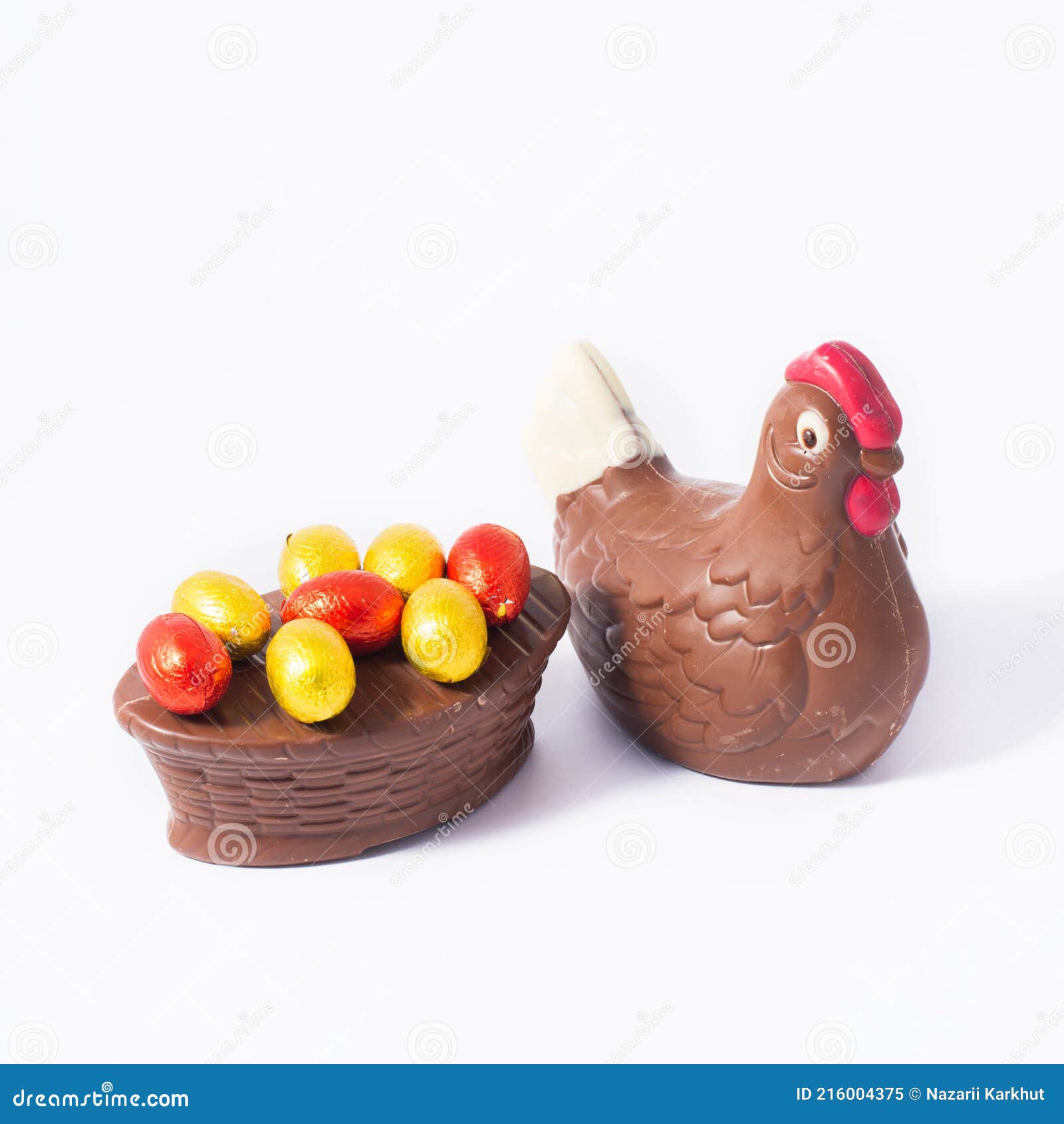 Chocolate Easter Chicken with Eggs Stock Image - Image of gourmet ...