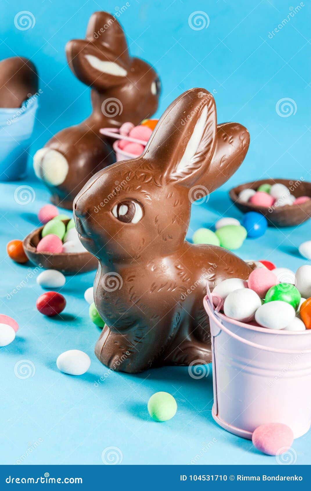 Chocolate Easter Eggs and Bunny Stock Photo - Image of confectionery ...
