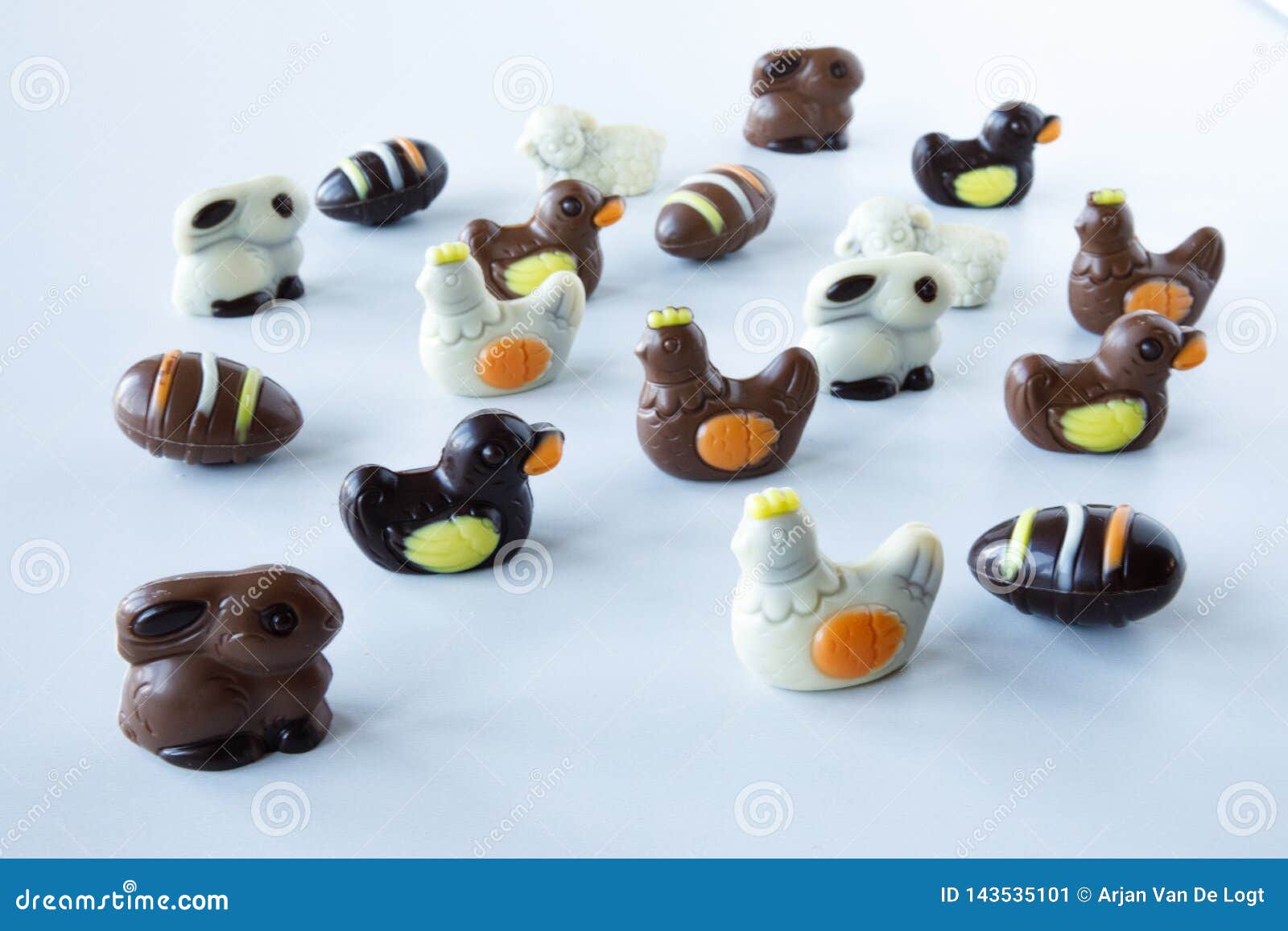 Chocolate Easter Figures: Egg, Bunny, Duck, Sheep, Chicken Stock Image ...