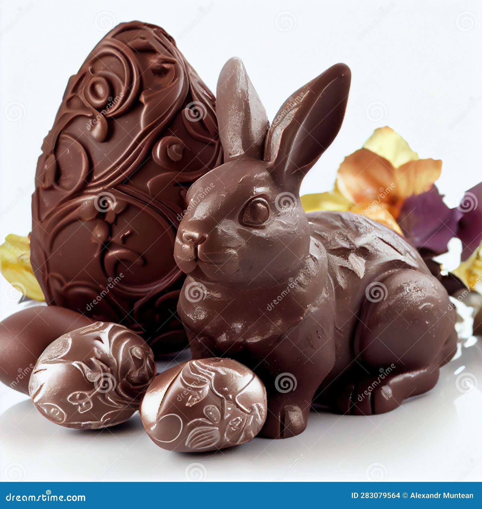 Chocolate easter rabbit. stock photo. Image of food - 283079564