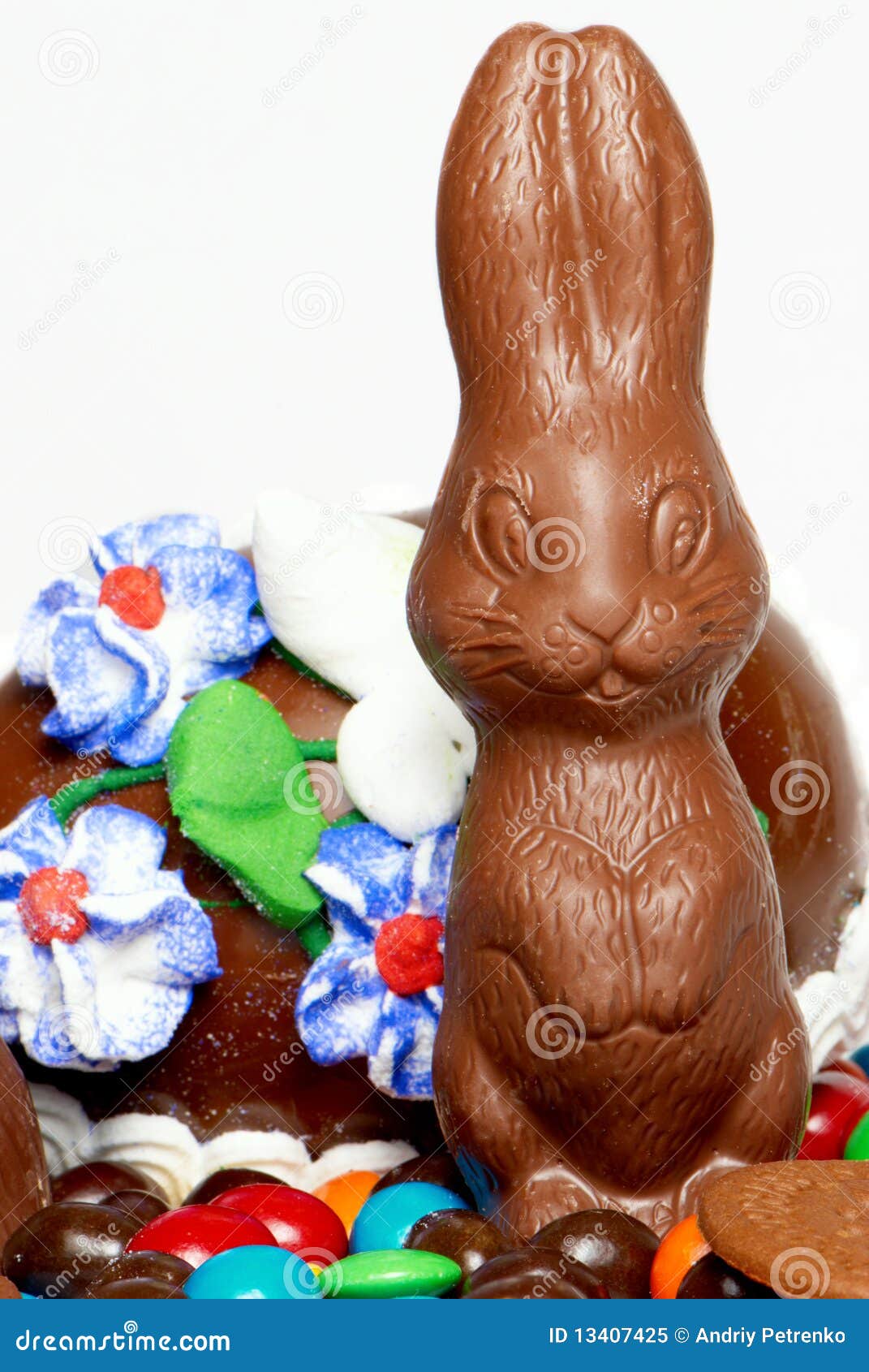 Chocolate Easter Rabbit With Sweets Stock Image - Image of surprise ...