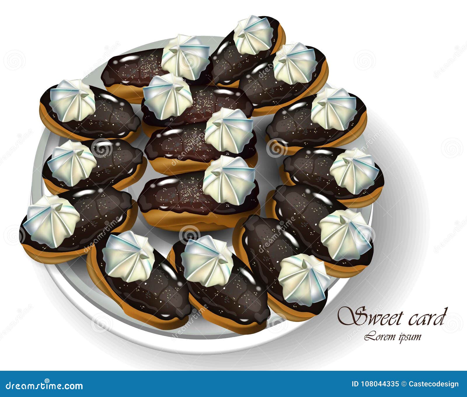 Chocolate Eclair Delicious Desserts Vector Realistic Stock Illustration ...