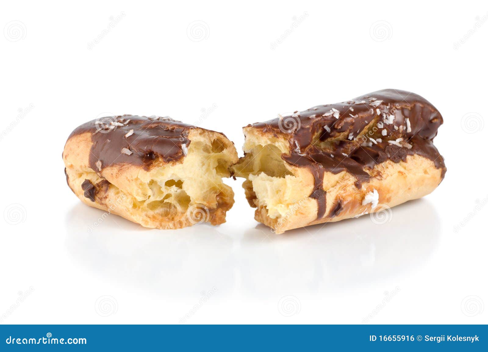 Chocolate eclair isolated stock photo. Image of white - 16655916
