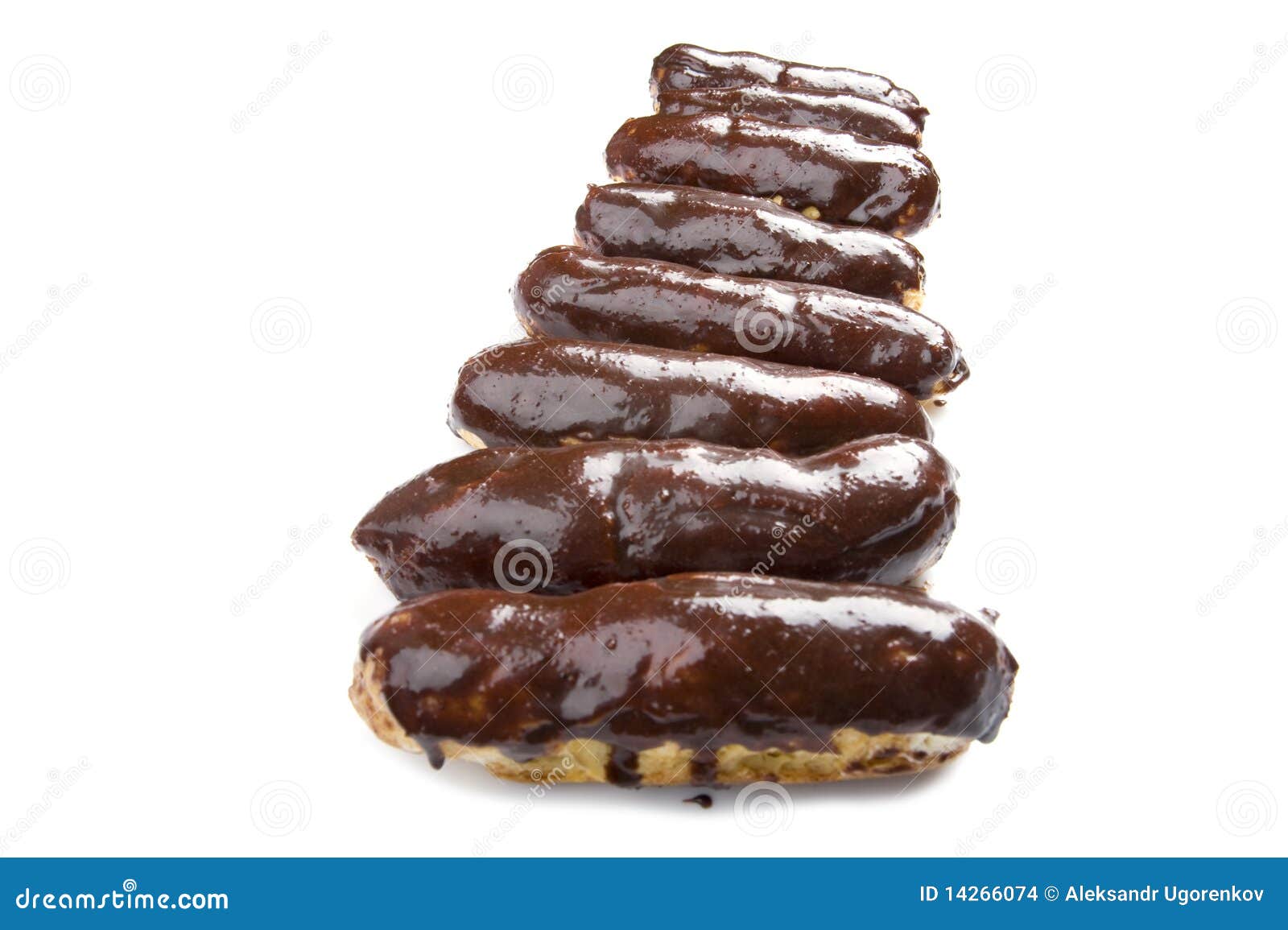 Chocolate Eclair on White Macro Stock Photo - Image of custard ...