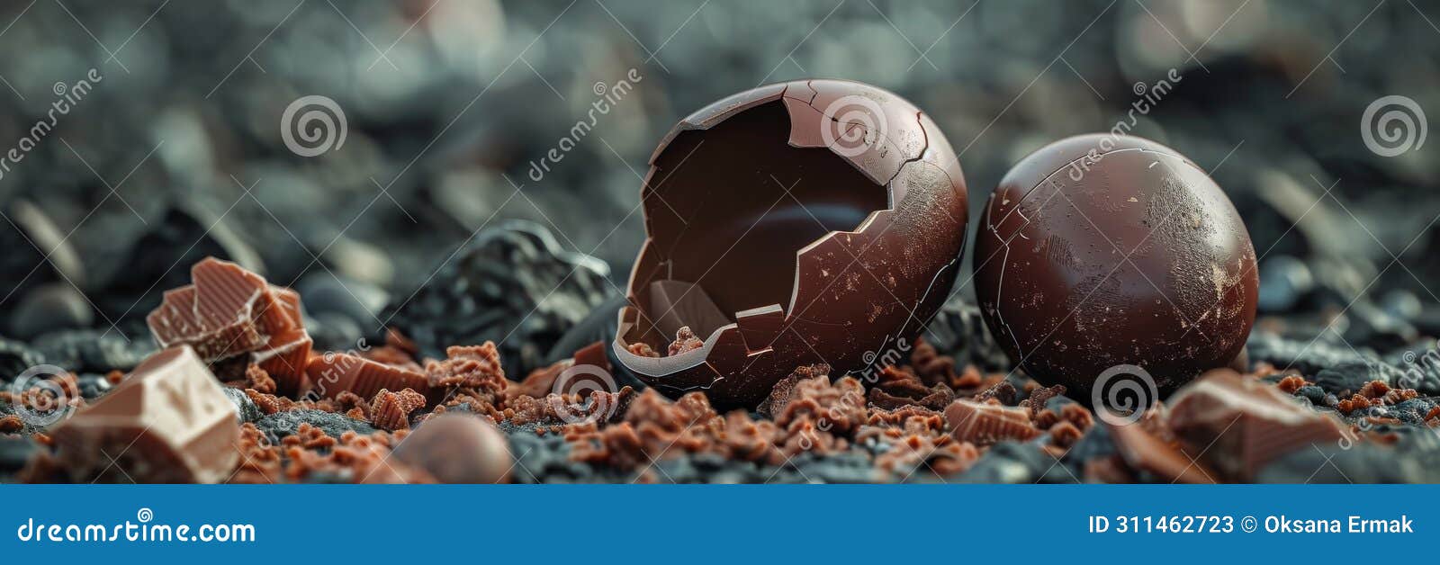 Chocolate Egg, Broken Open Easter Egg, Copy Space Stock Image - Image ...