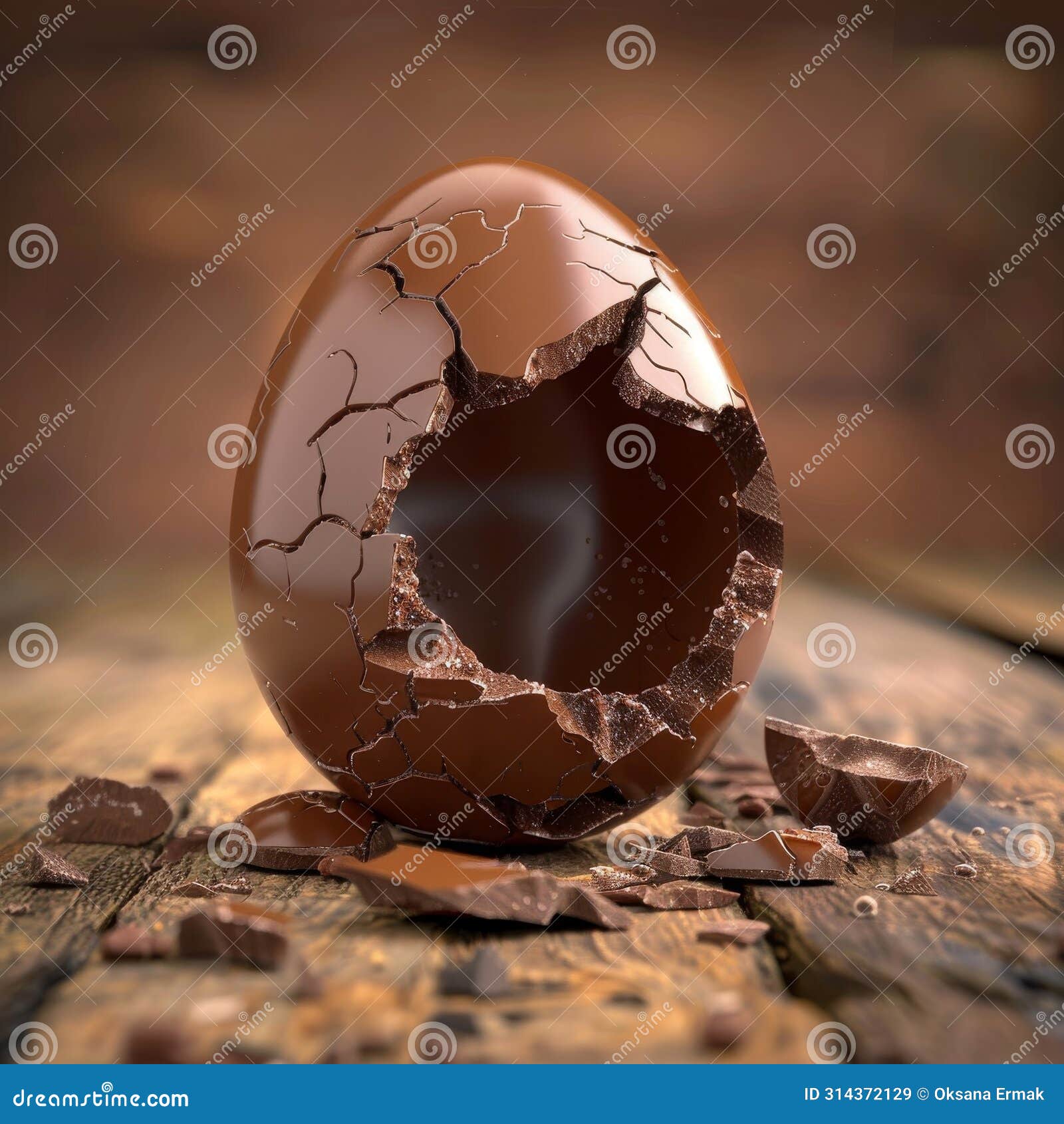 Chocolate Egg, Broken Open Easter Egg, Copy Space Stock Image - Image ...