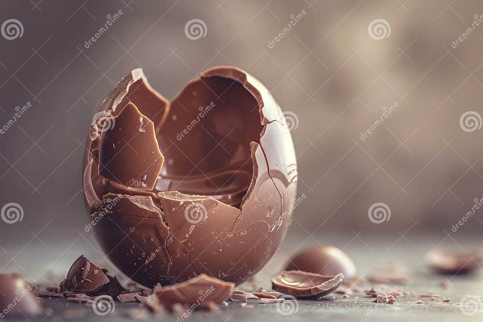 Chocolate Egg, Broken Open Easter Egg, Copy Space Stock Photo - Image ...
