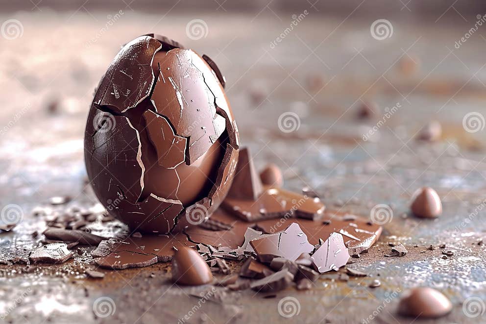 Chocolate Egg, Broken Open Easter Egg, Copy Space Stock Photo - Image ...
