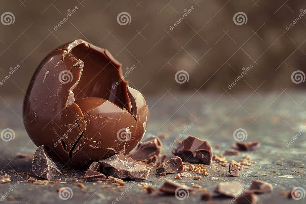 Chocolate Egg, Broken Open Easter Egg, Copy Space Stock Image - Image ...