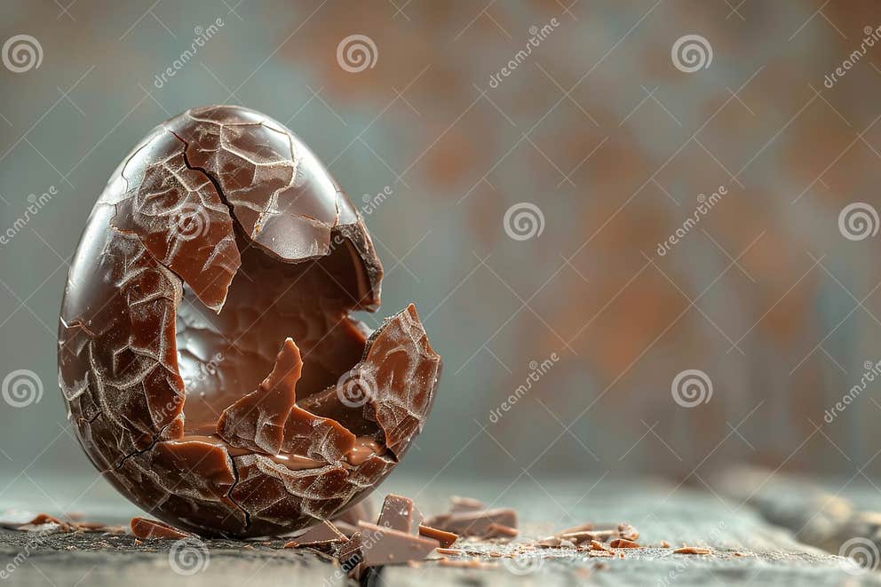 Chocolate Egg, Broken Open Easter Egg, Copy Space Stock Photo - Image ...