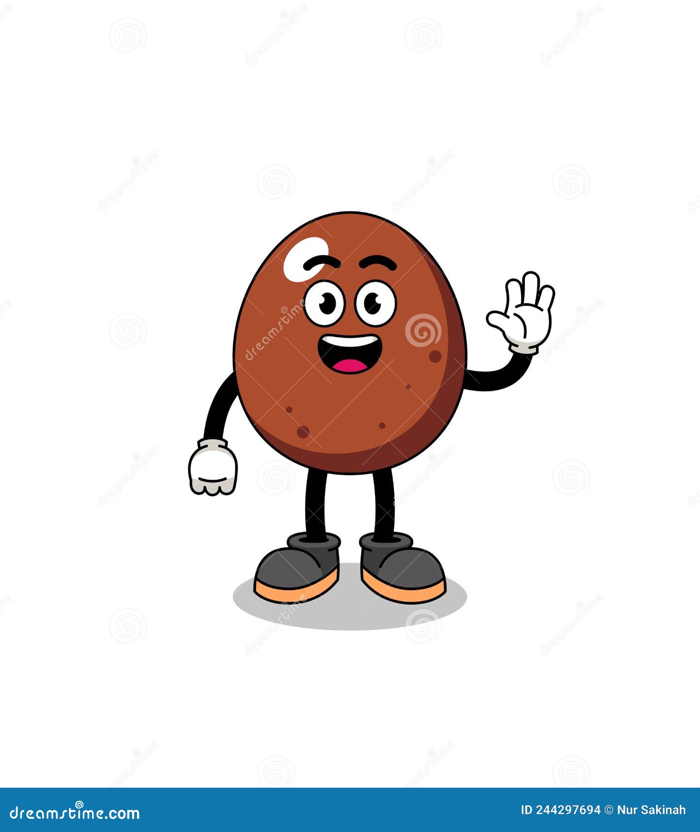 Chocolate Egg Cartoon Doing Wave Hand Gesture Stock Vector ...