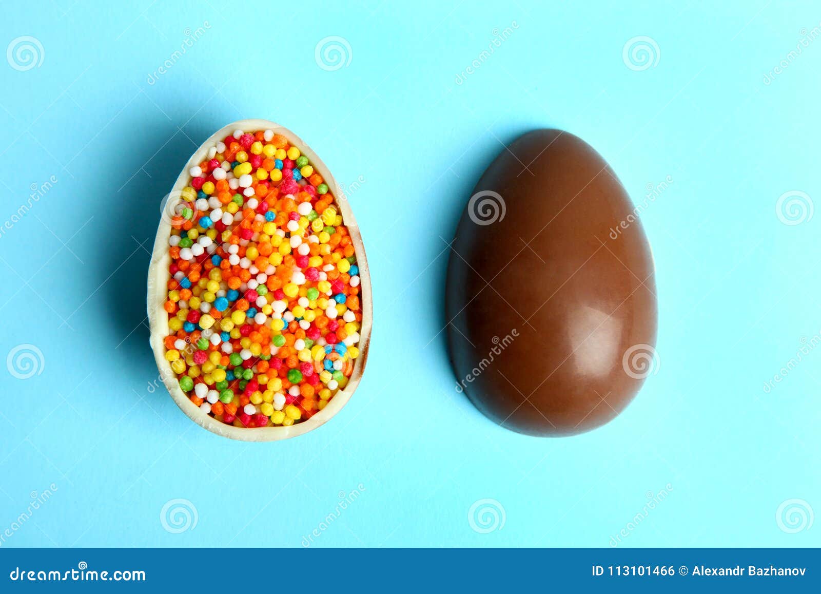 Chocolate Egg with a Easter Powder Stock Photo - Image of food, symbol ...