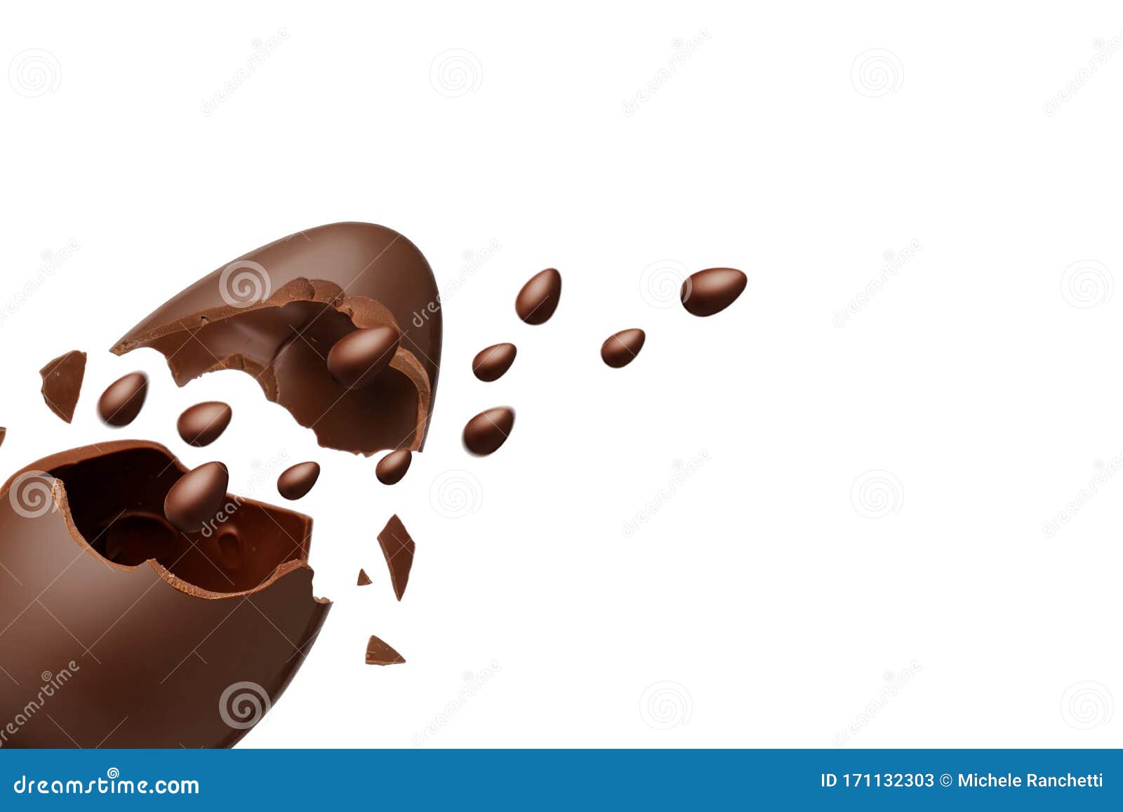 The Chocolate Egg Exploded On A White Background Royalty-Free Stock ...