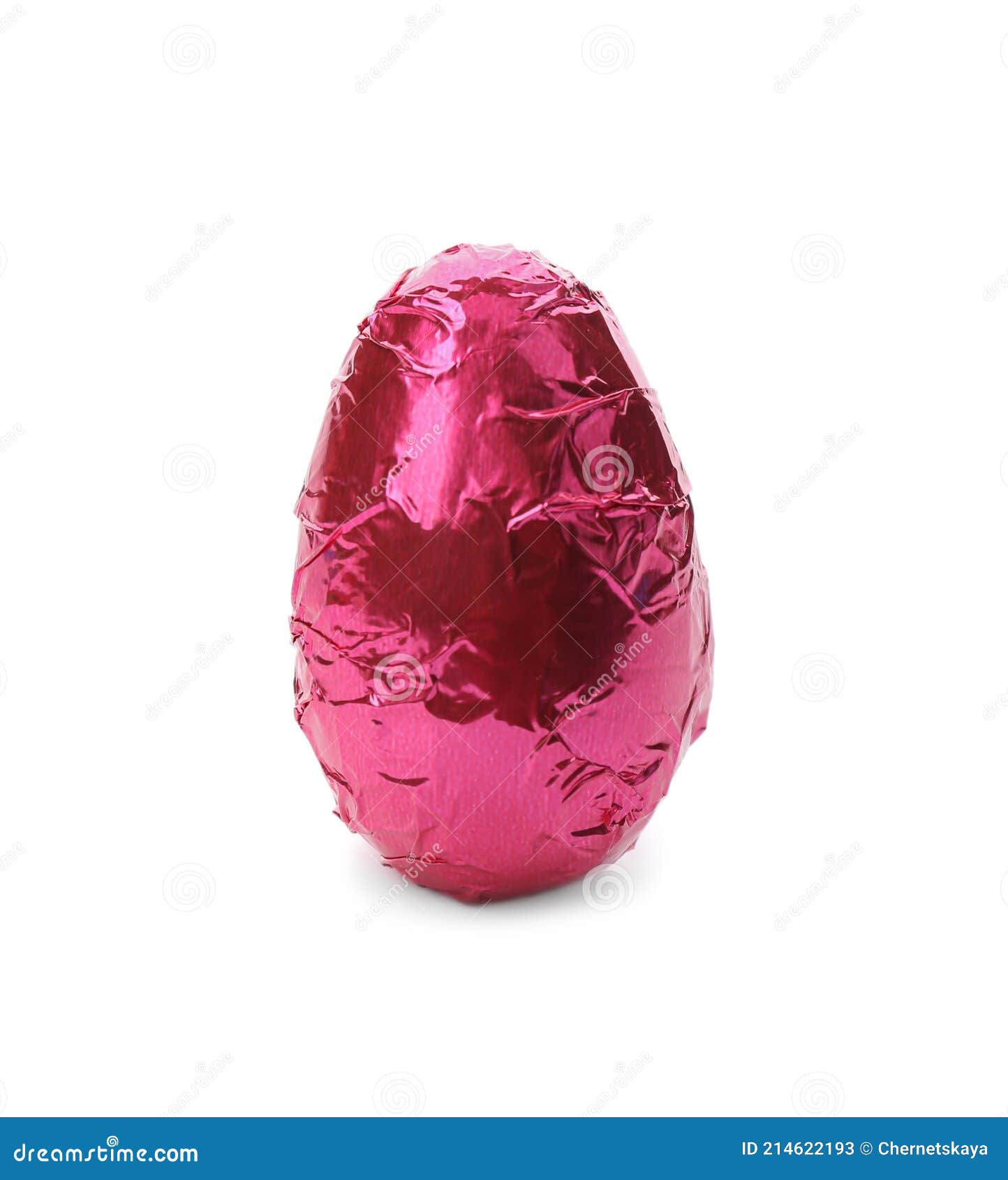 Chocolate Egg Wrapped in Pink Foil Isolated on White Stock Image ...
