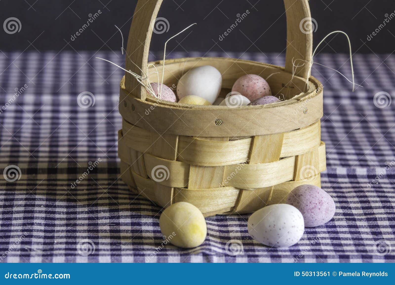 Chocolate Eggs in Small Basket Stock Image - Image of handle, base ...