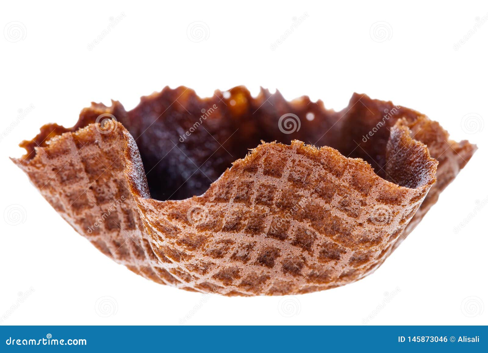 Chocolate Empty Waffle Cone Bowl is Isolated on White Stock Photo ...