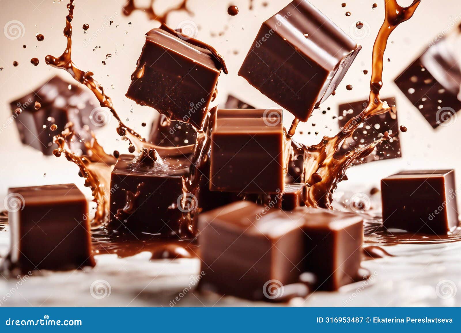 Chocolate Explosion with Chocolate Blocks and Chocolate Splatters ...