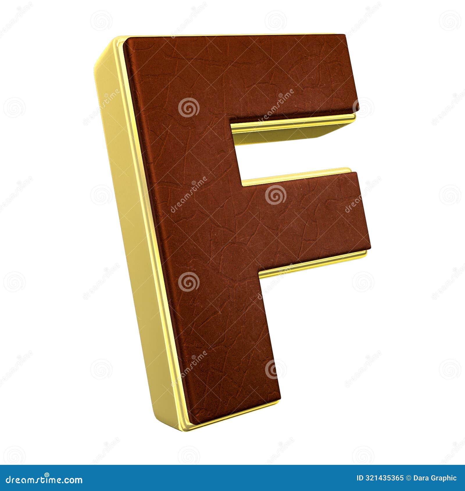 Chocolate F 3D Render with White Background Design Stock Illustration ...