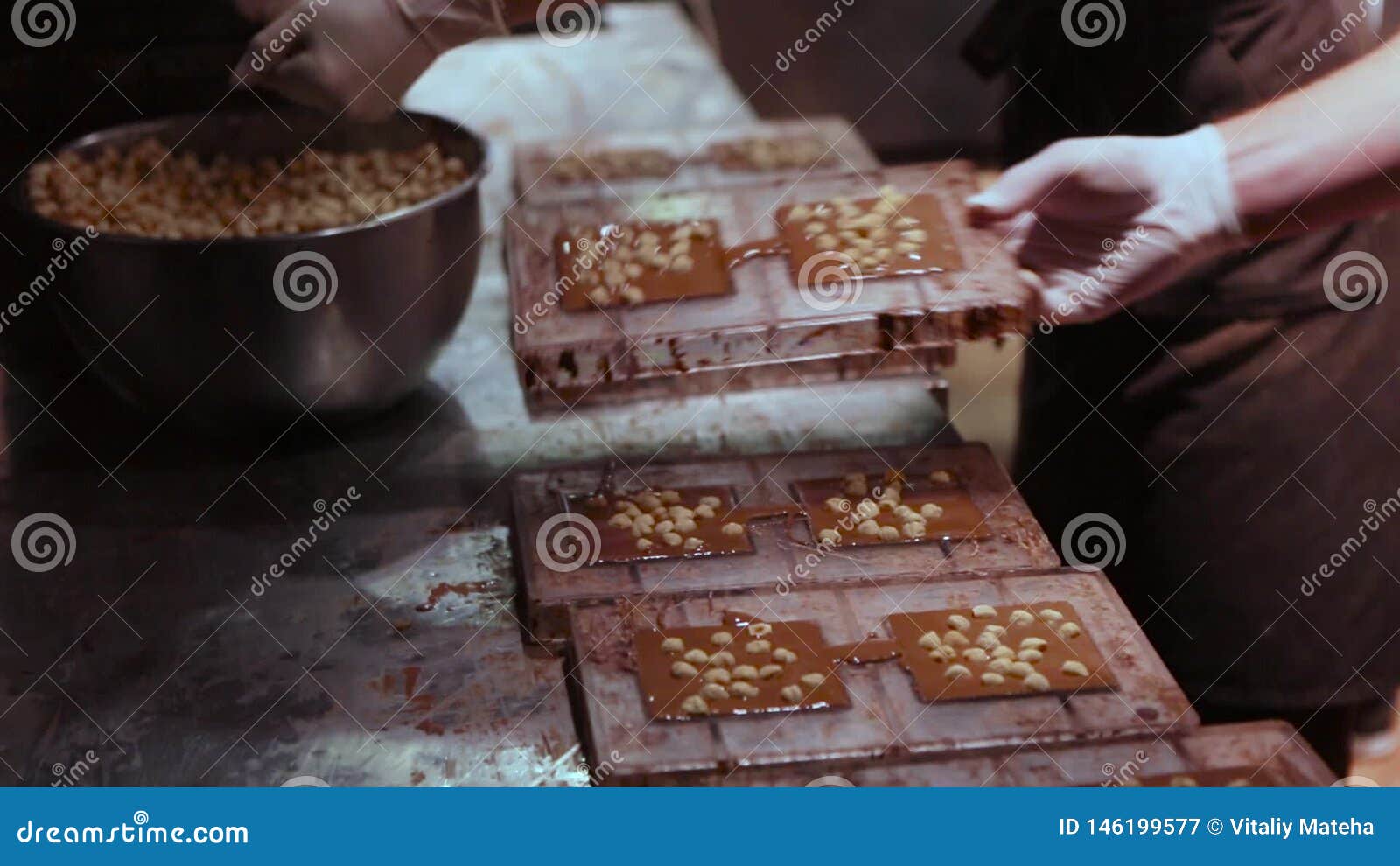 Chocolate Factory, the Process of Making Chocolate. Pouring Liquid ...