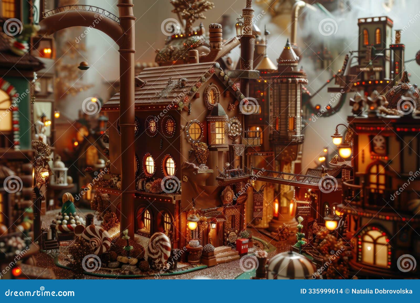 Chocolate Factory with Workers Packaging Candies and Chocolate Bars for ...