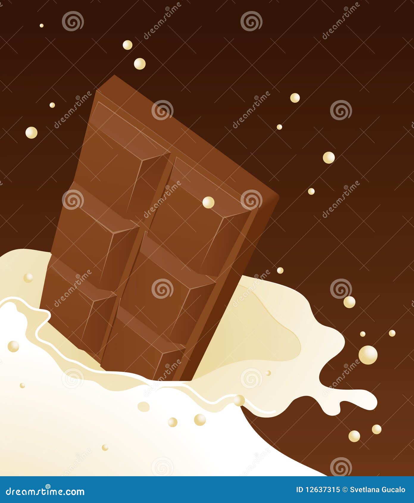 Chocolate falling in milk stock vector. Illustration of gourmet - 12637315