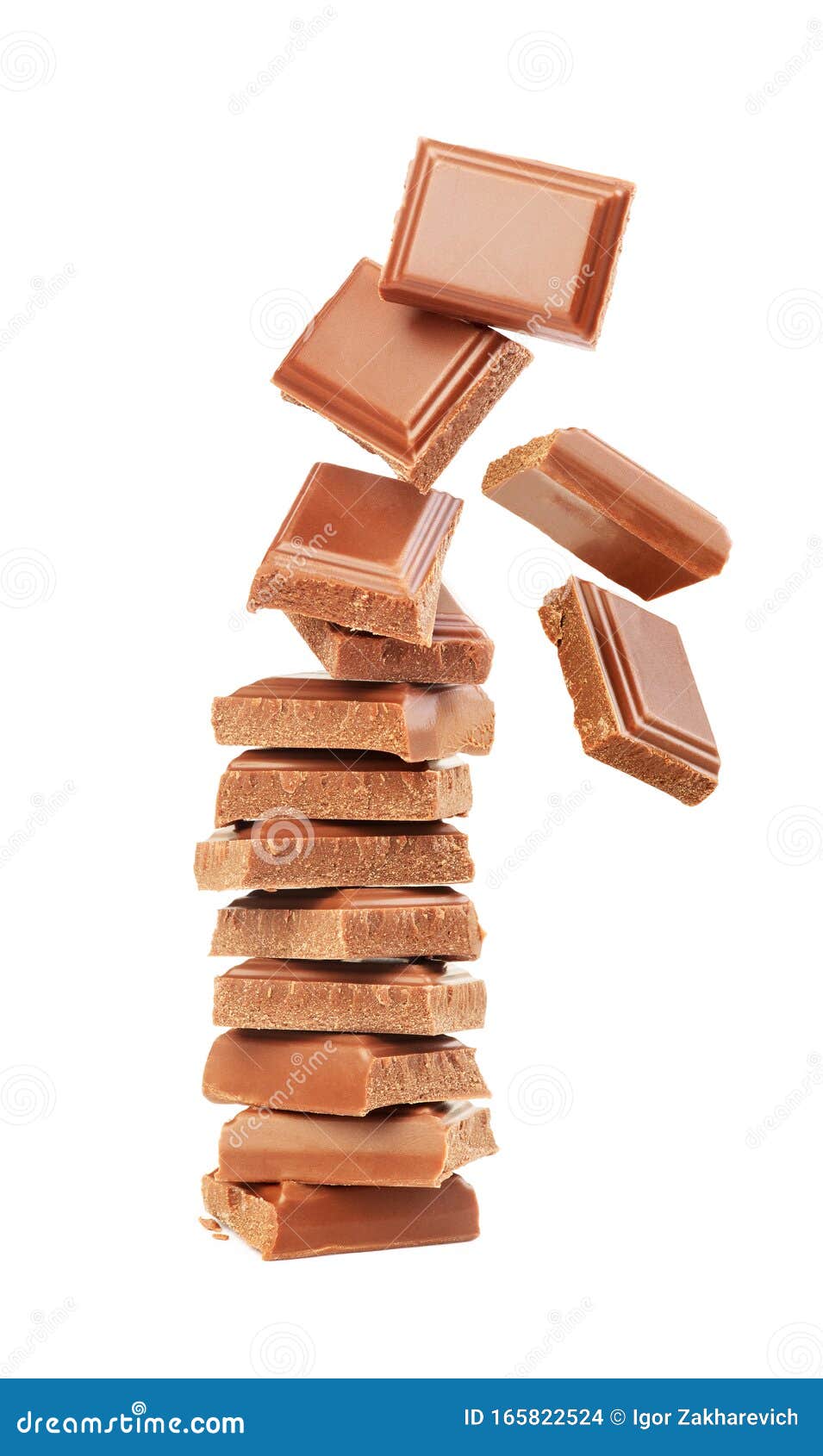 Chocolate Falling from a Stack Stock Photo - Image of block, motion ...