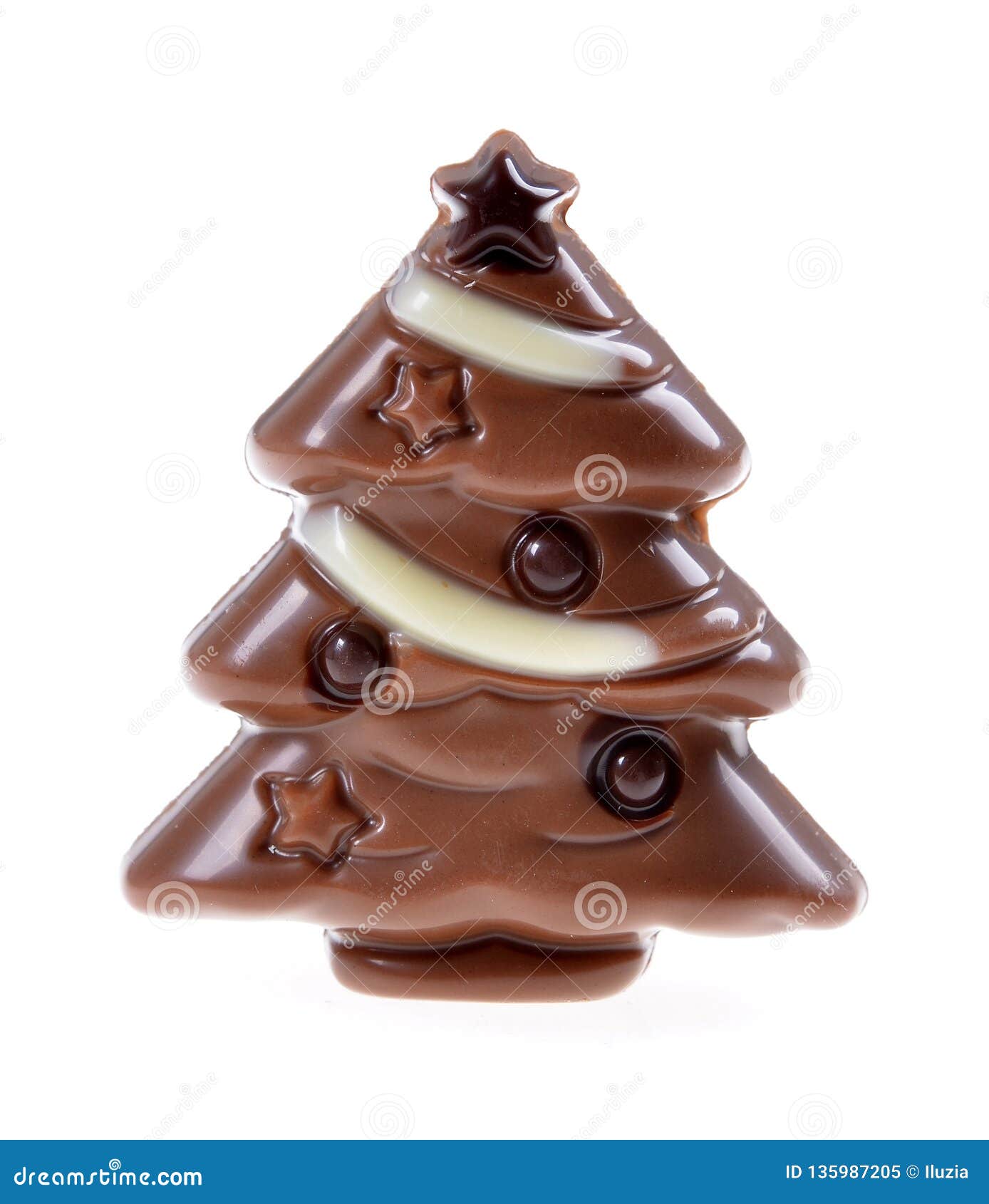 Chocolate Figure Christmas Tree on Isolated White Stock Image - Image ...