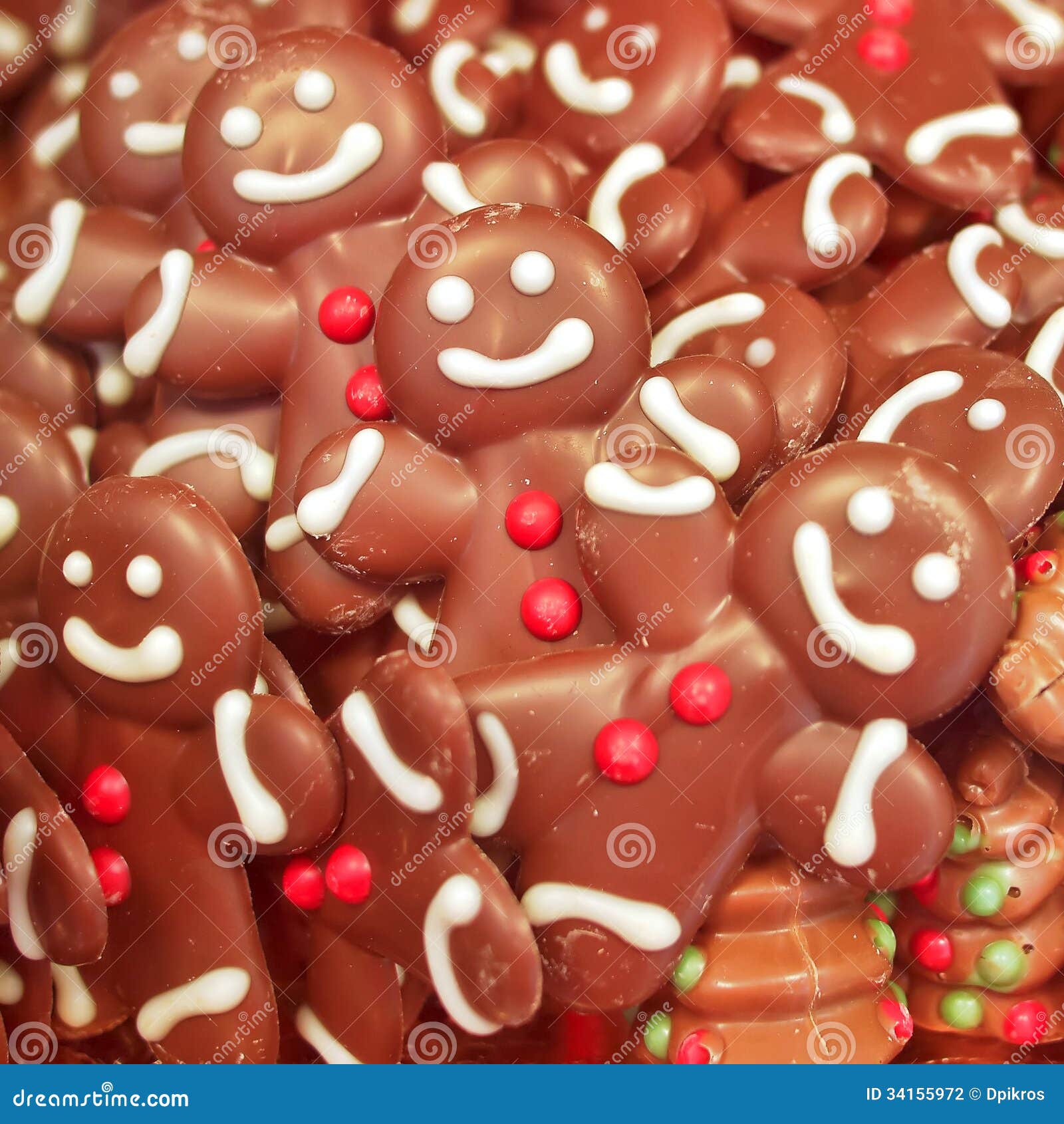 Chocolate figures closeup stock photo. Image of greetings - 34155972