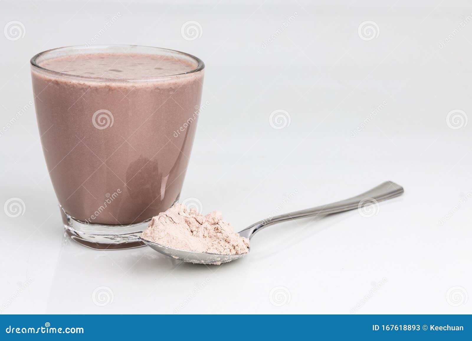Chocoate Flavored Protein Drinks in Glass with Protein Powder Scope ...