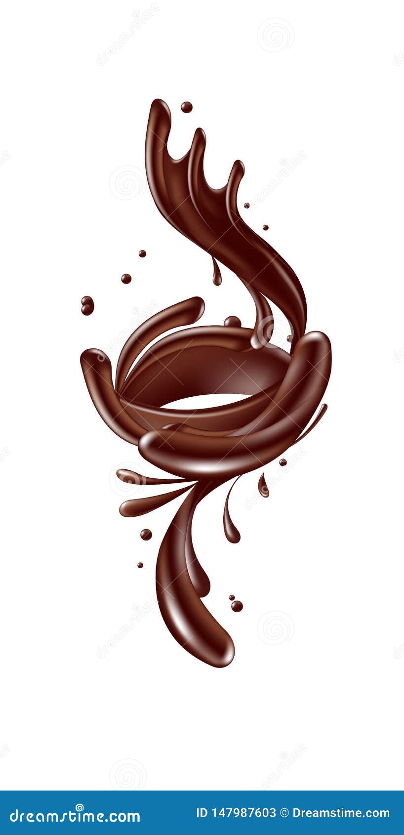 Chocolate Flow, Falling Drops and Splash, 3d Vector Stock Vector ...