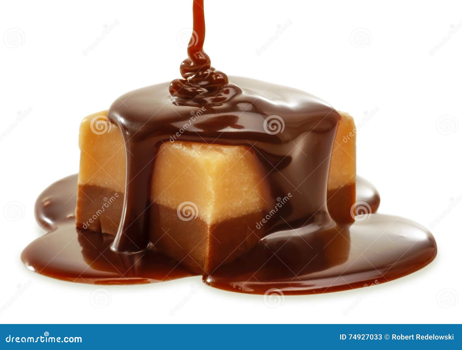 Chocolate flow on Fudge. stock image. Image of luxury - 74927033
