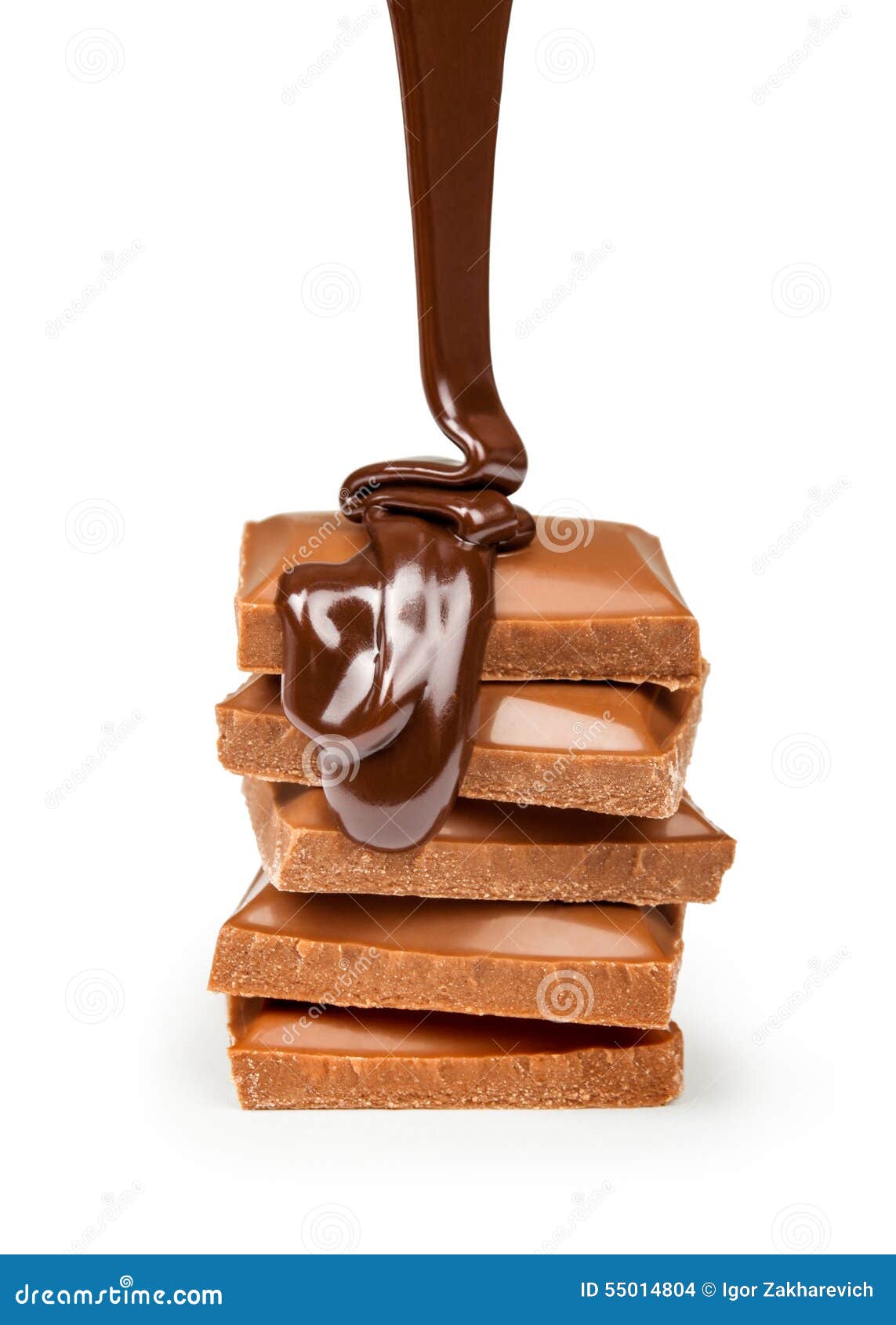Chocolate Flow Isolated on White Background Close Up Stock Photo ...