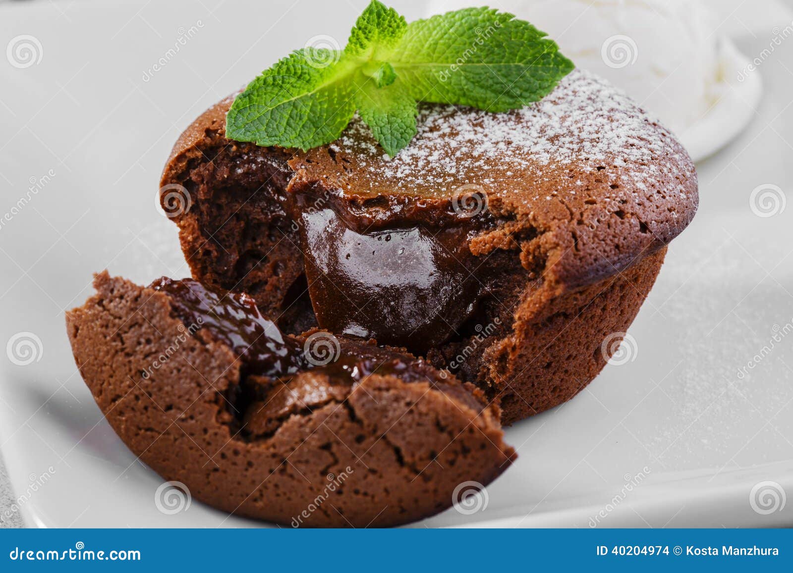 Chocolate fondant stock photo. Image of mint, cooking - 40204974