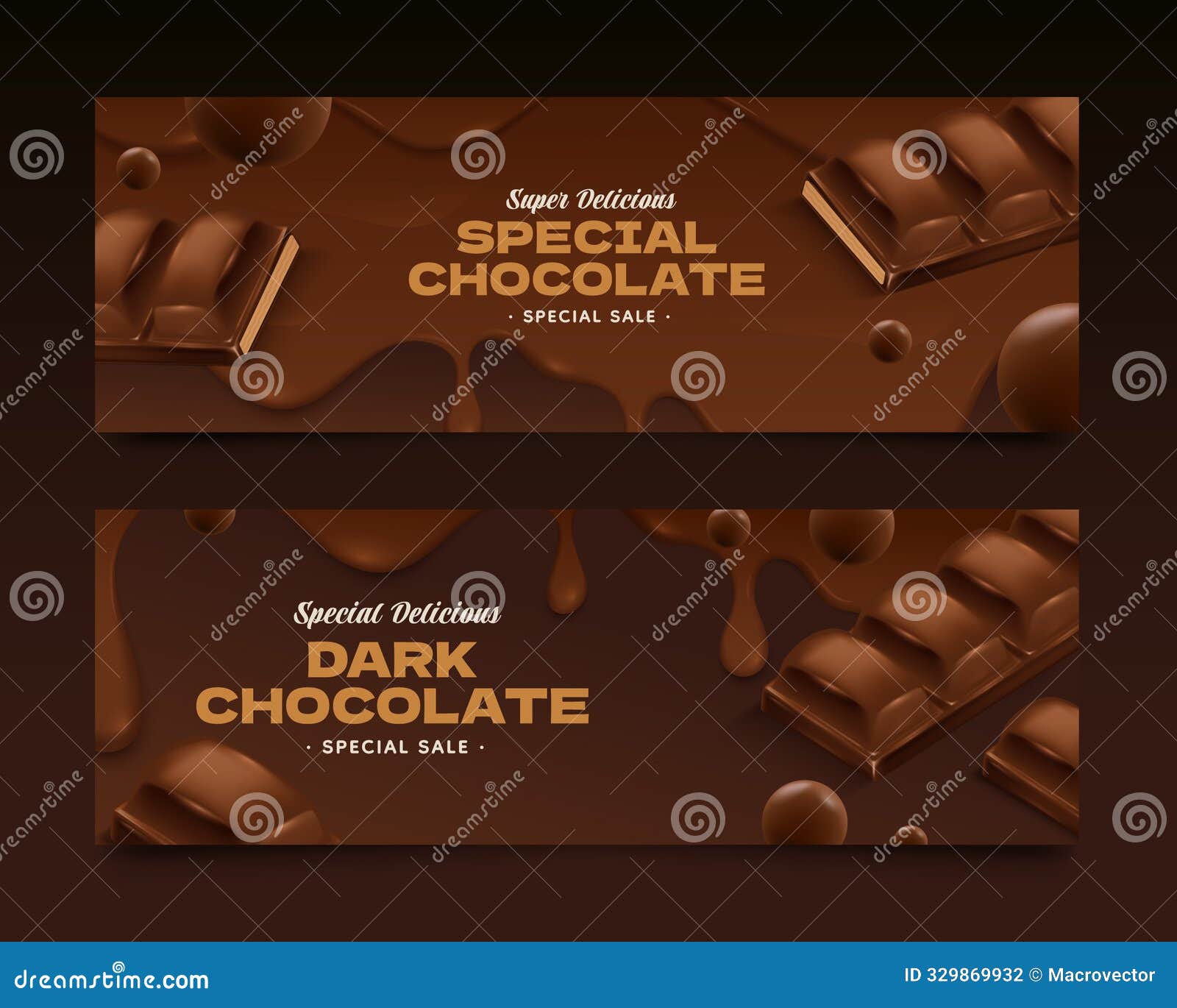 Chocolate Food Banner Set in Realistic Style Stock Illustration ...